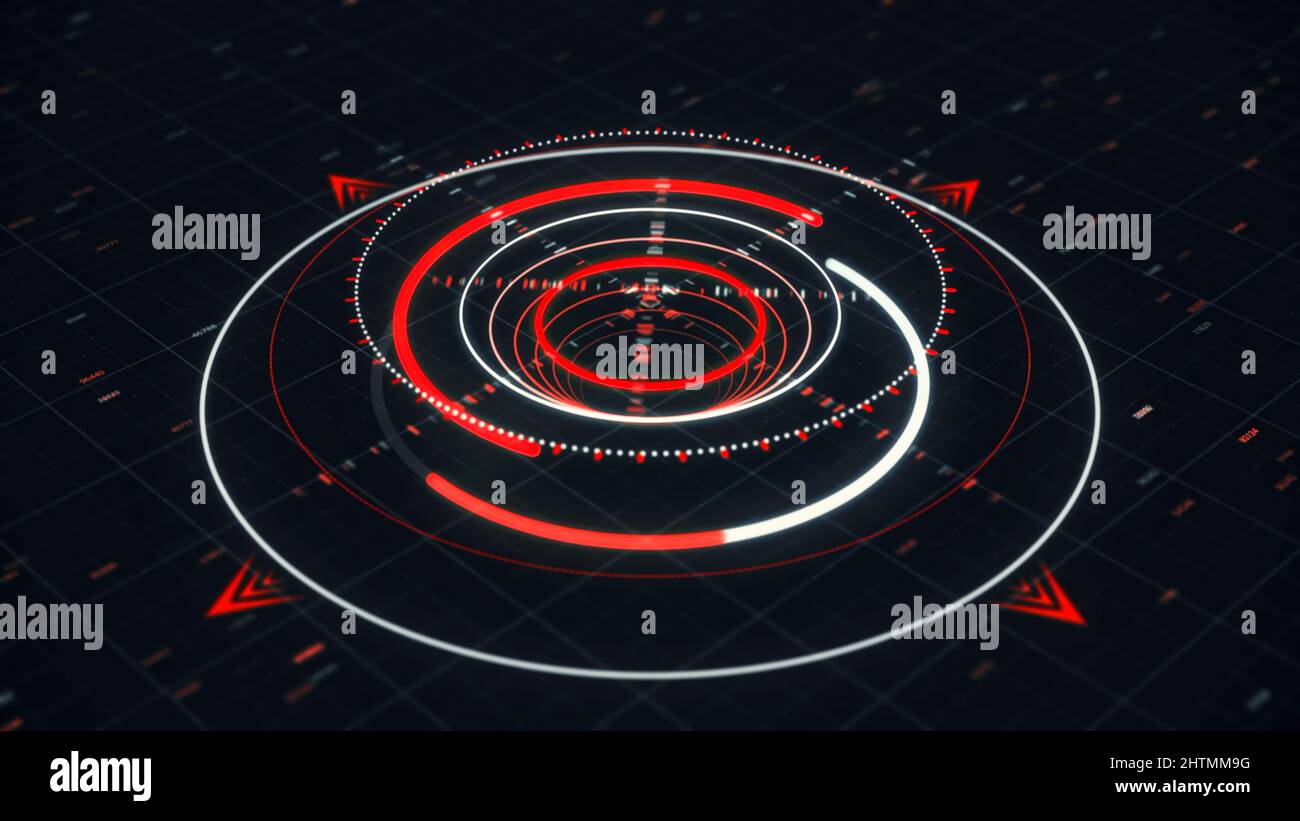 Abstract 3d circular graph resembling a modern compass with several ...