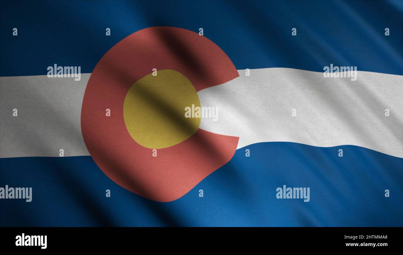Abstract animation of Colorado State flag waving in the wind. Beautiful ...