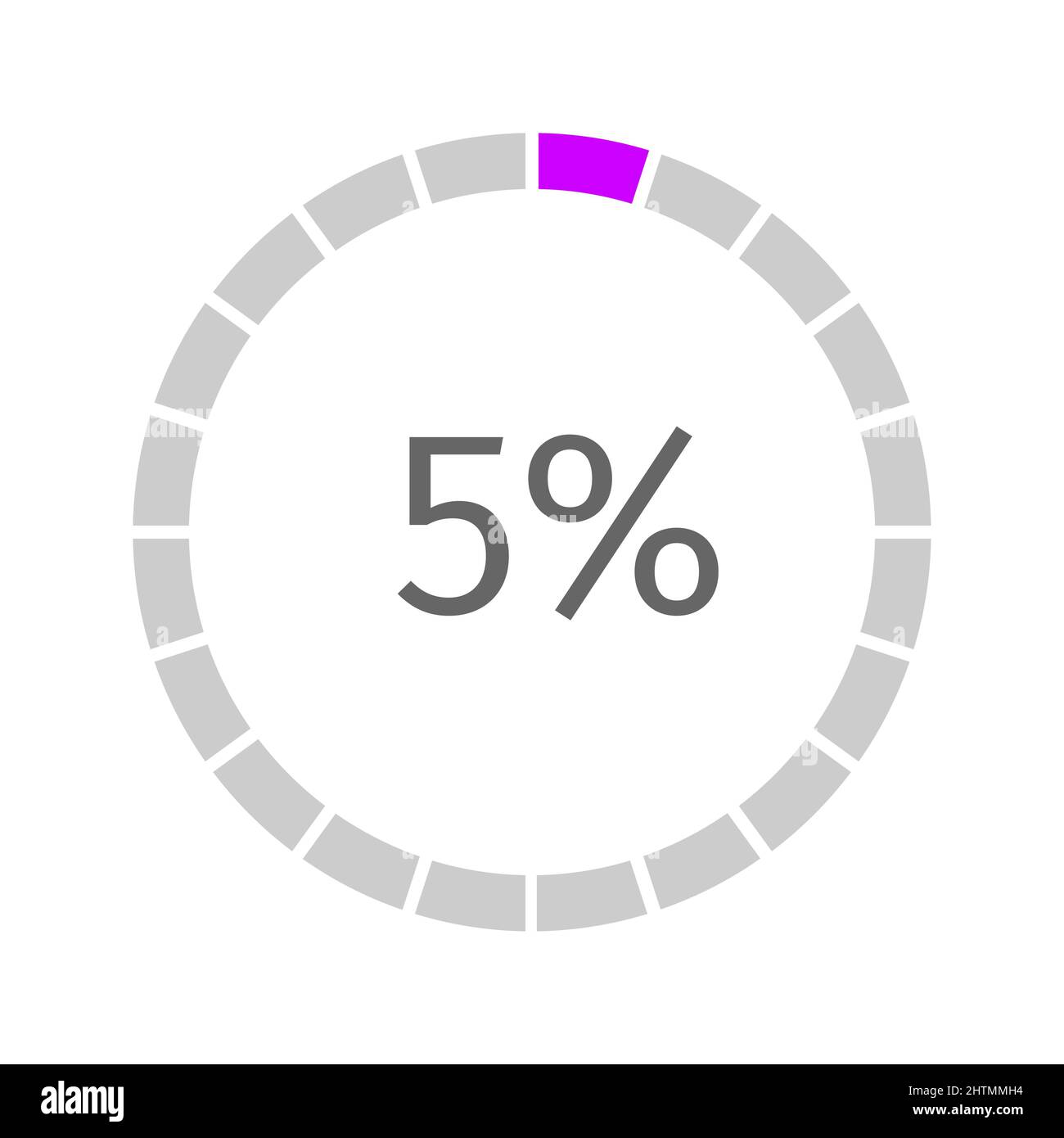 5 percent filled round loading bar divided on segments from 1 to 20 ...