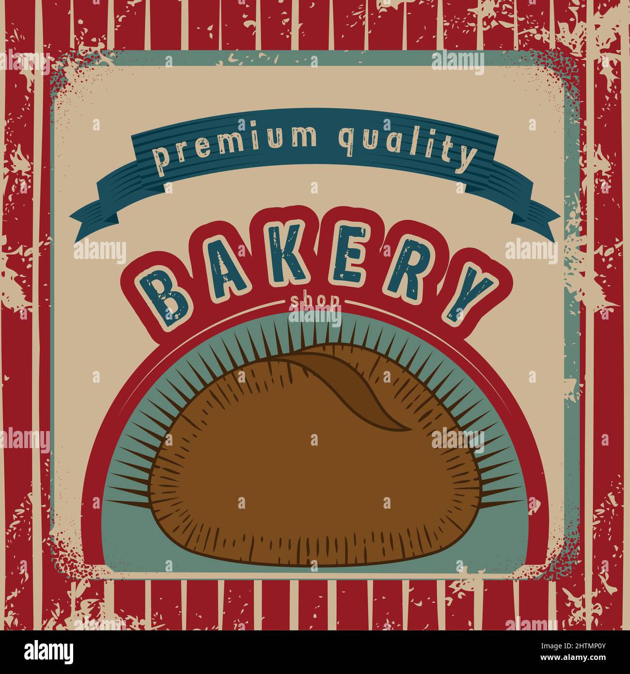 Vintage bakery shop poster illustration premium quality bread Vector ...