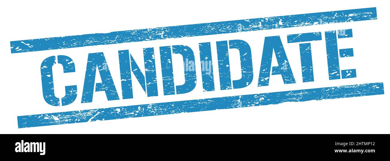 CANDIDATE text on blue grungy rectangle stamp sign Stock Photo - Alamy
