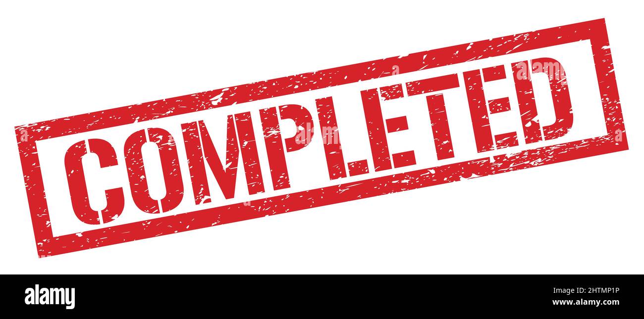 COMPLETED red grungy rectangle stamp sign Stock Photo - Alamy