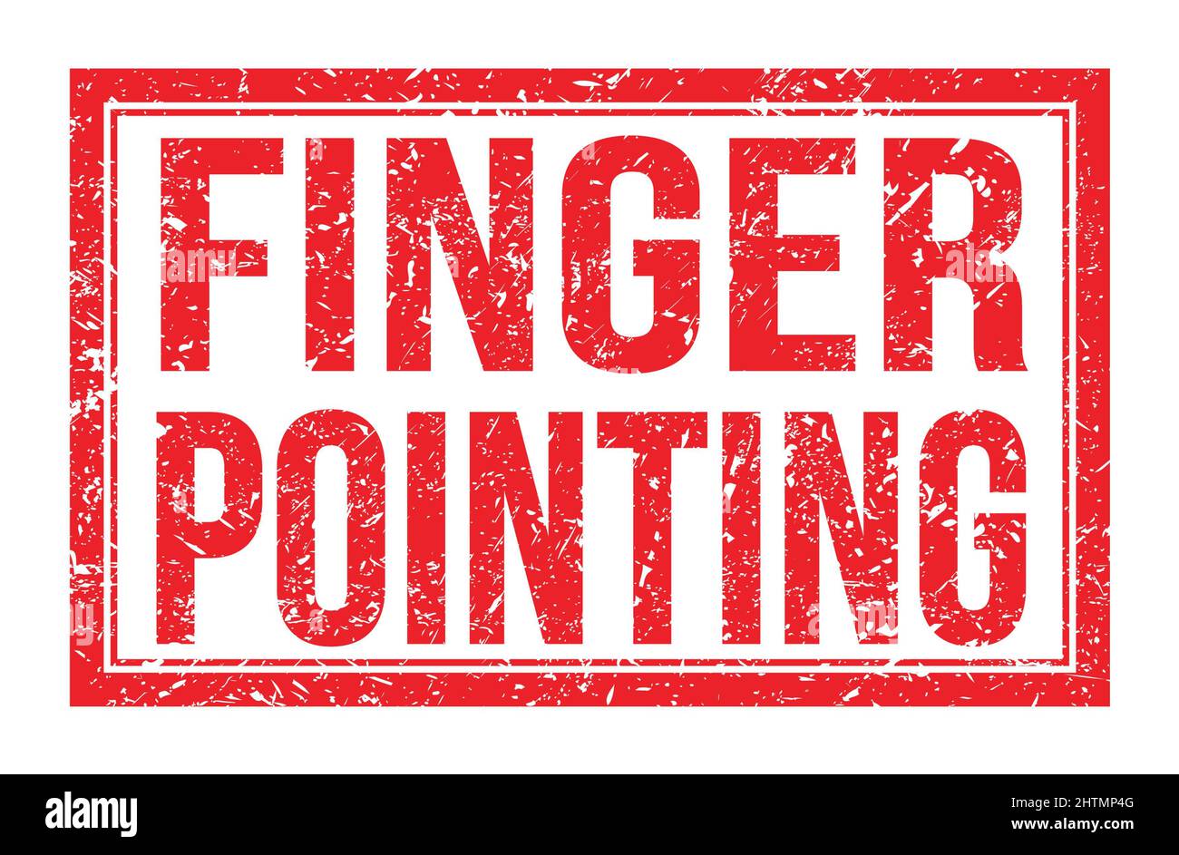 FINGER POINTING, words written on red rectangle stamp sign Stock Photo ...