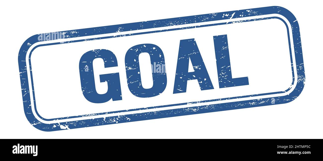 GOAL text on blue grungy vintage rectangle stamp Stock Photo - Alamy