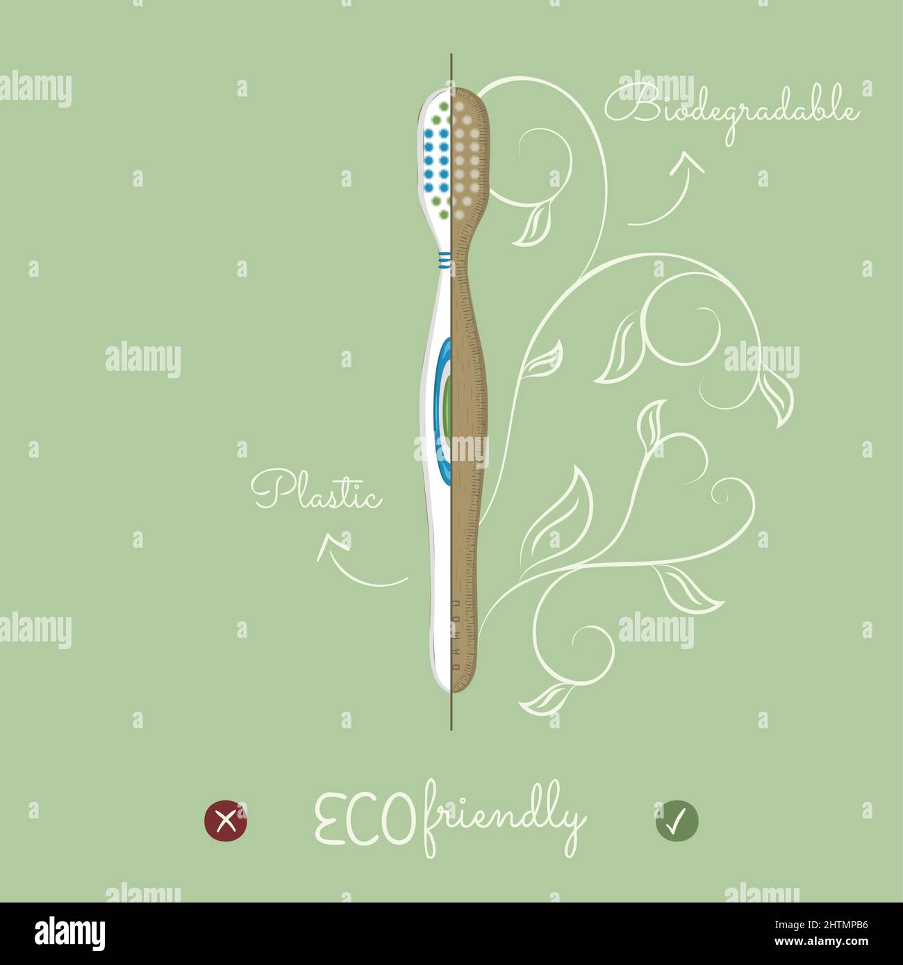 Eco friendly toothbrush concept template Vector Stock Vector Image ...
