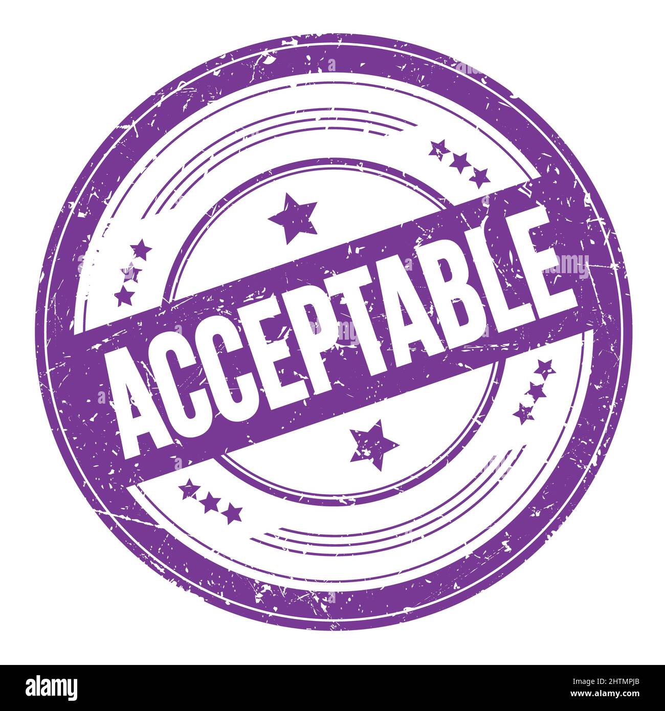 ACCEPTABLE text on violet indigo round grungy texture stamp Stock Photo ...