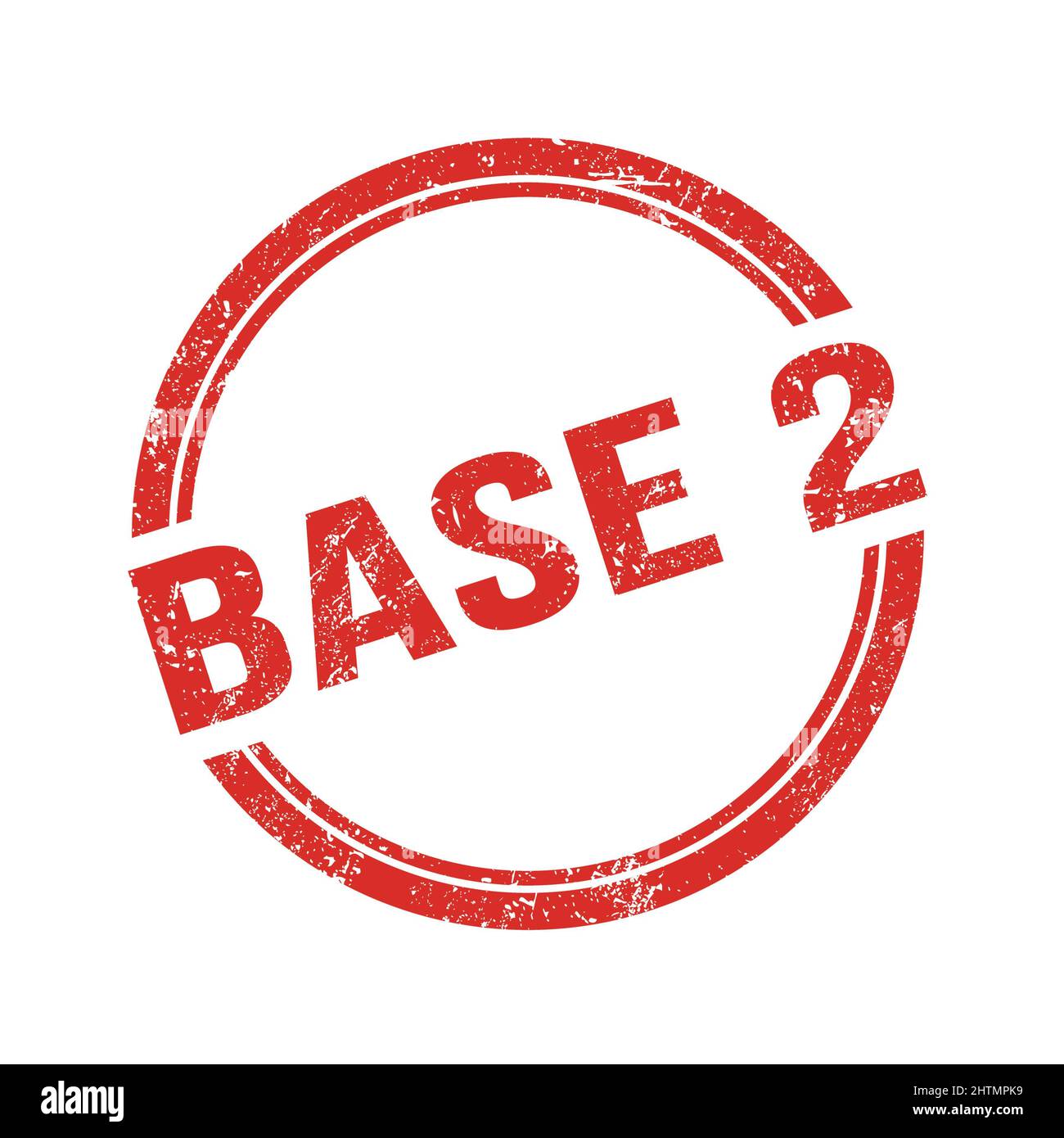 BASE 2 text written on red grungy vintage round stamp Stock Photo - Alamy