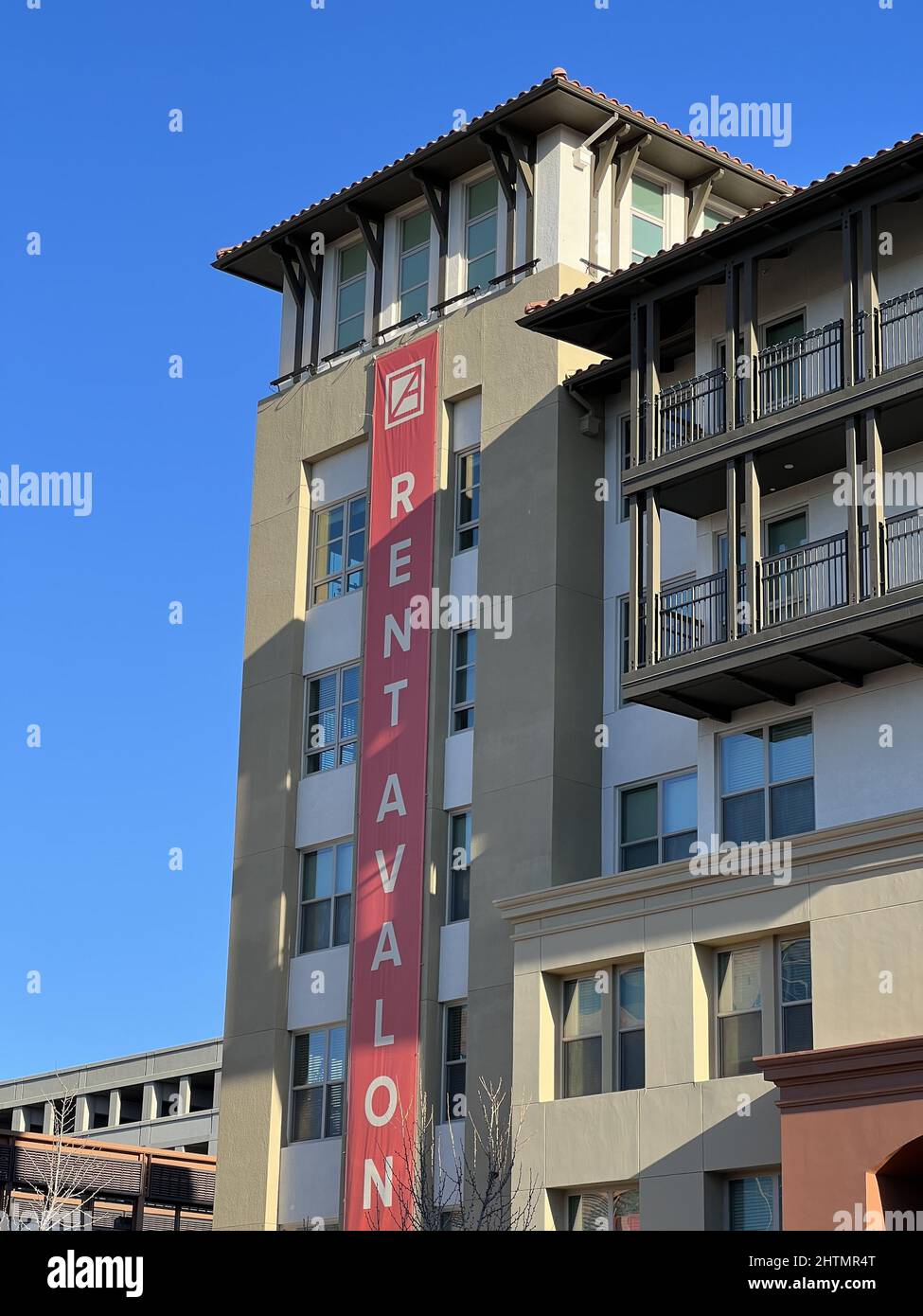 Vertical banner on facade of apartment complex in Pleasant Hill ...