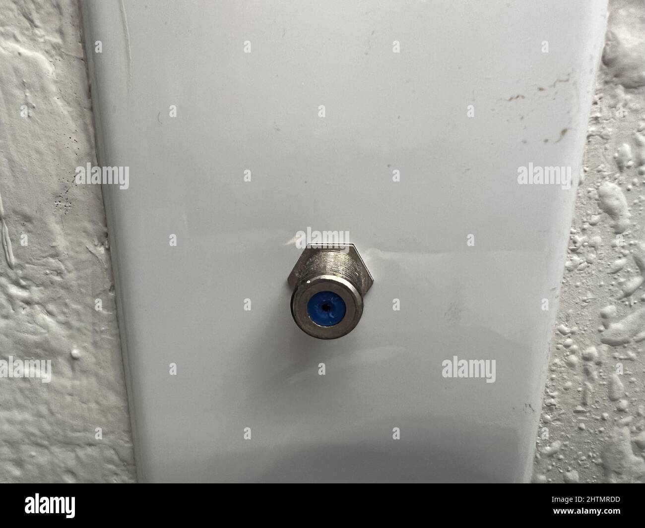 Coaxial cable jack in wall, used for domestic cable television ...