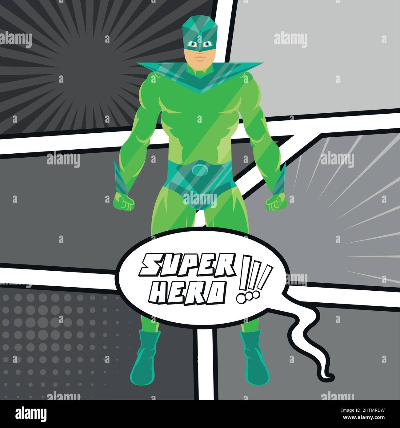Isolated male superhero cartoon on a comic page book background Vector ...