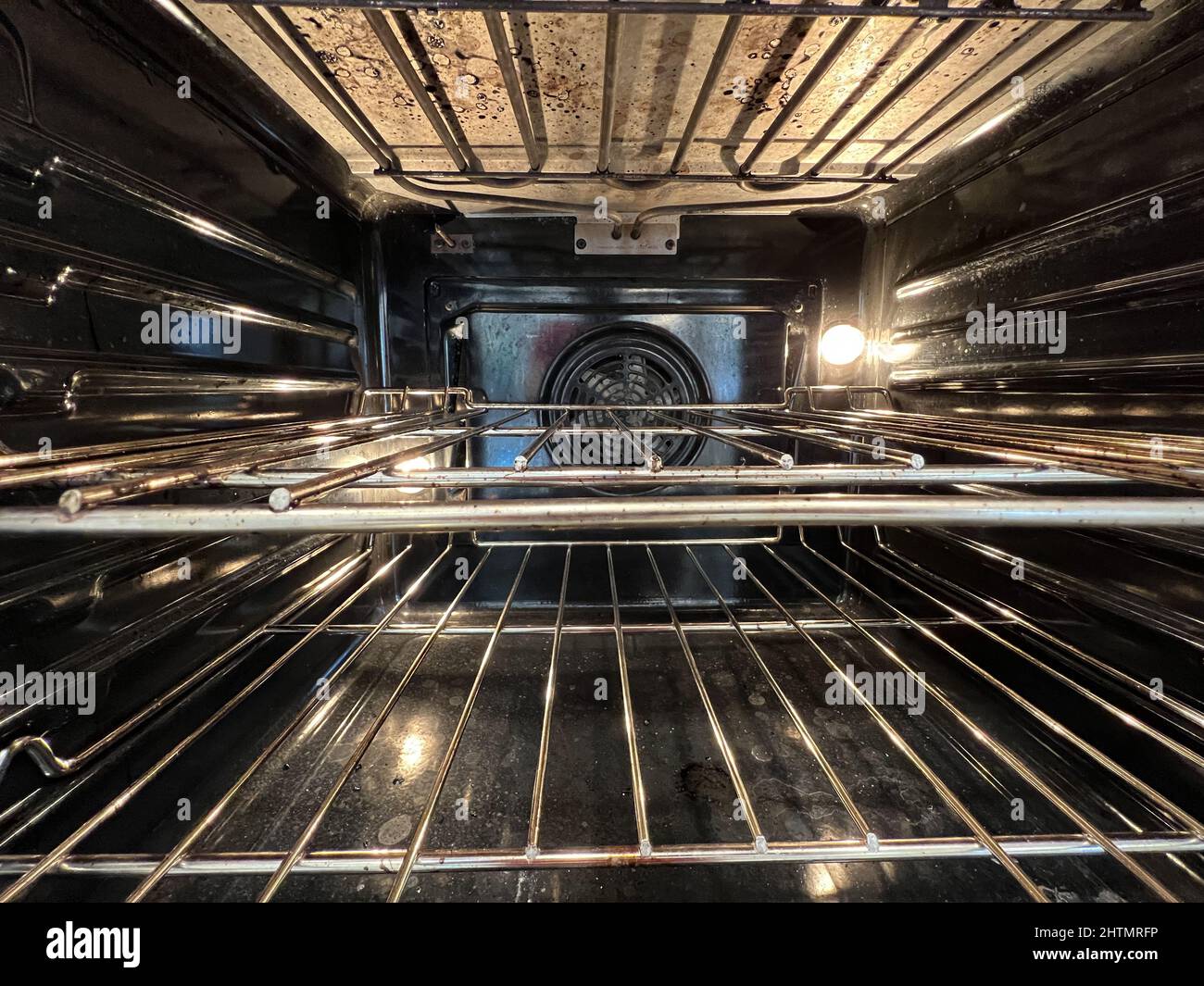 Wide angle view of the interior of an electric oven with heating ...