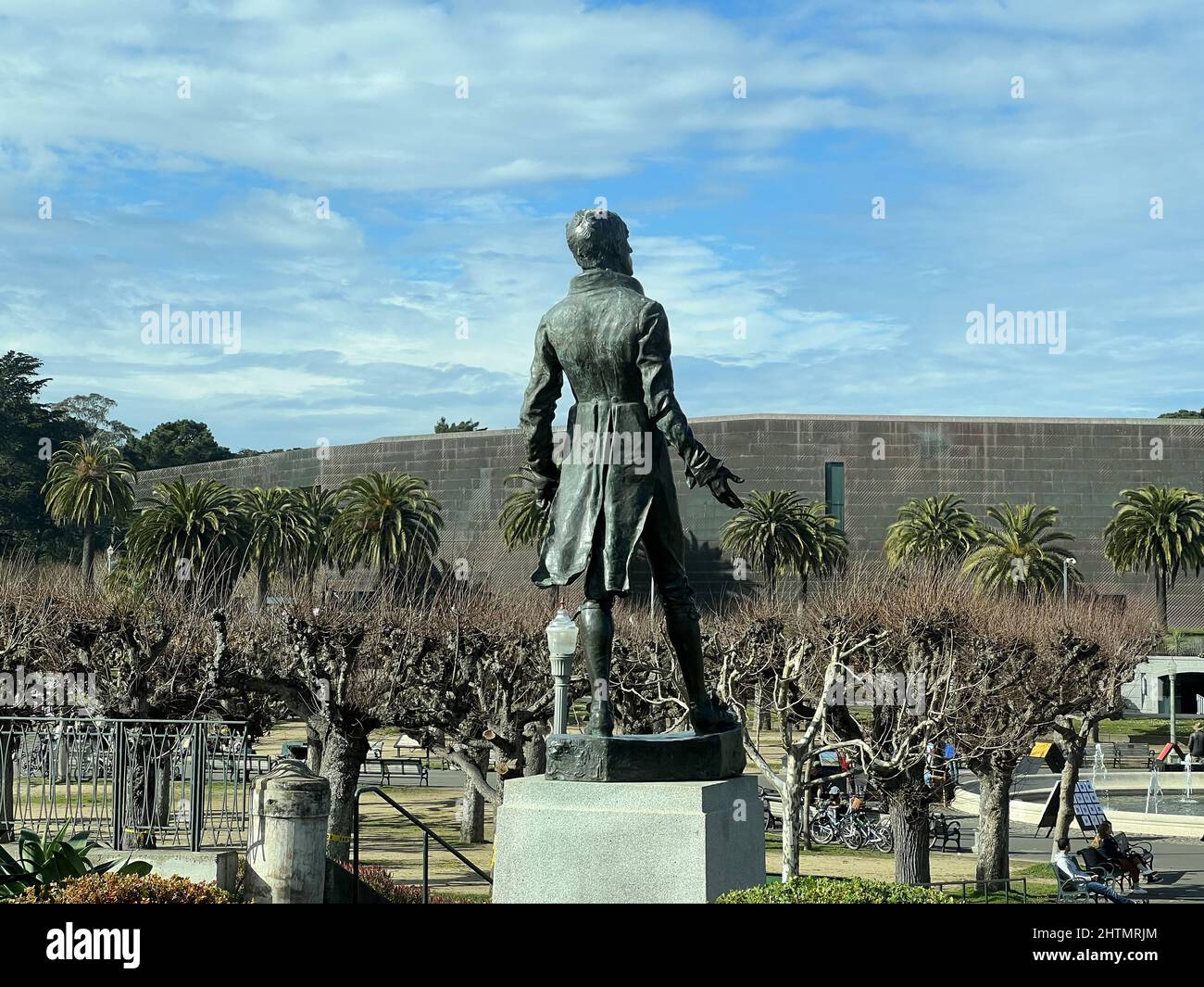 Statue is visible in the Music Concourse area of Golden Gate Park, San ...
