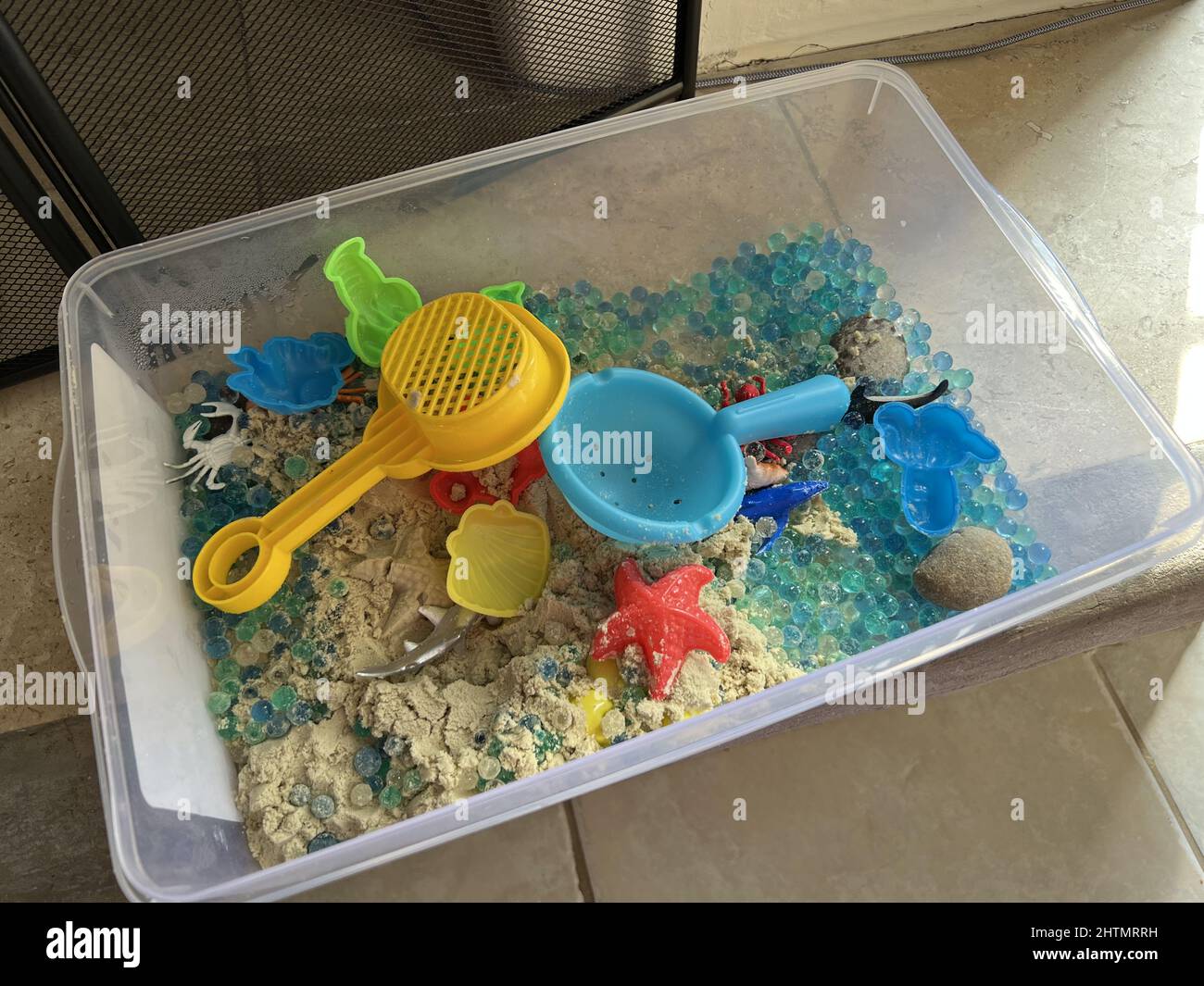 Child's sensory box toy with kinetic sand and water beads, Lafayette ...