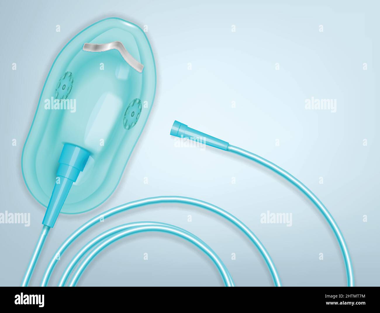 Oxygen tank and mask realistic composition with image of medical ...