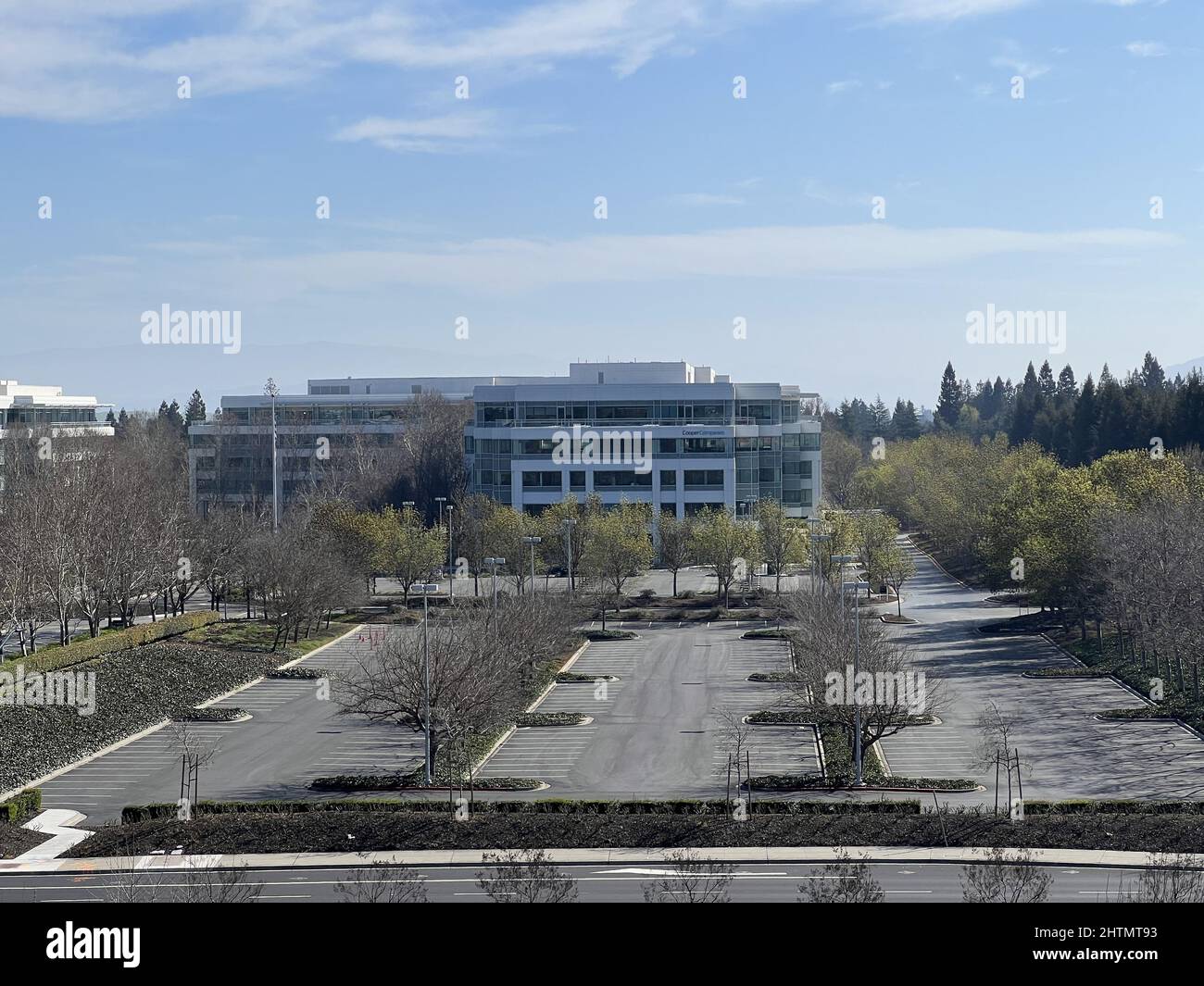 Aerial view of Cooper Companies office campus in San Ramon, California ...