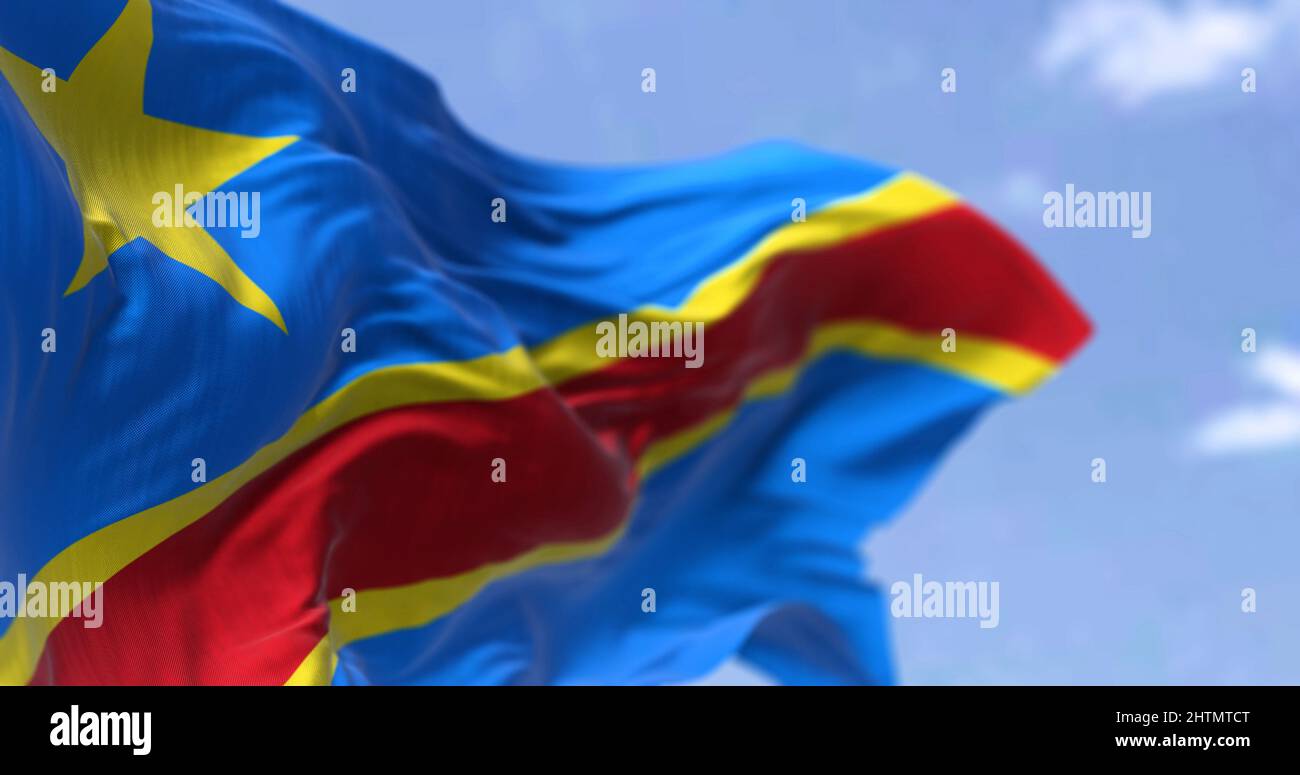 Detail of the national flag of the Democratic Republic of the Congo ...
