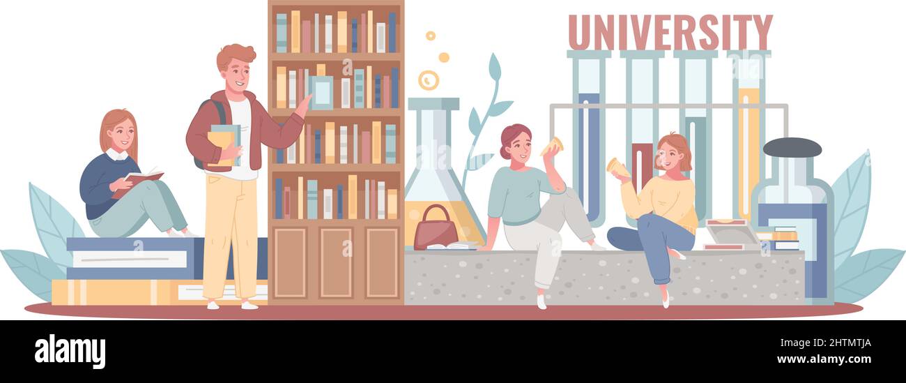 Self study students in the campus Stock Vector Images - Alamy