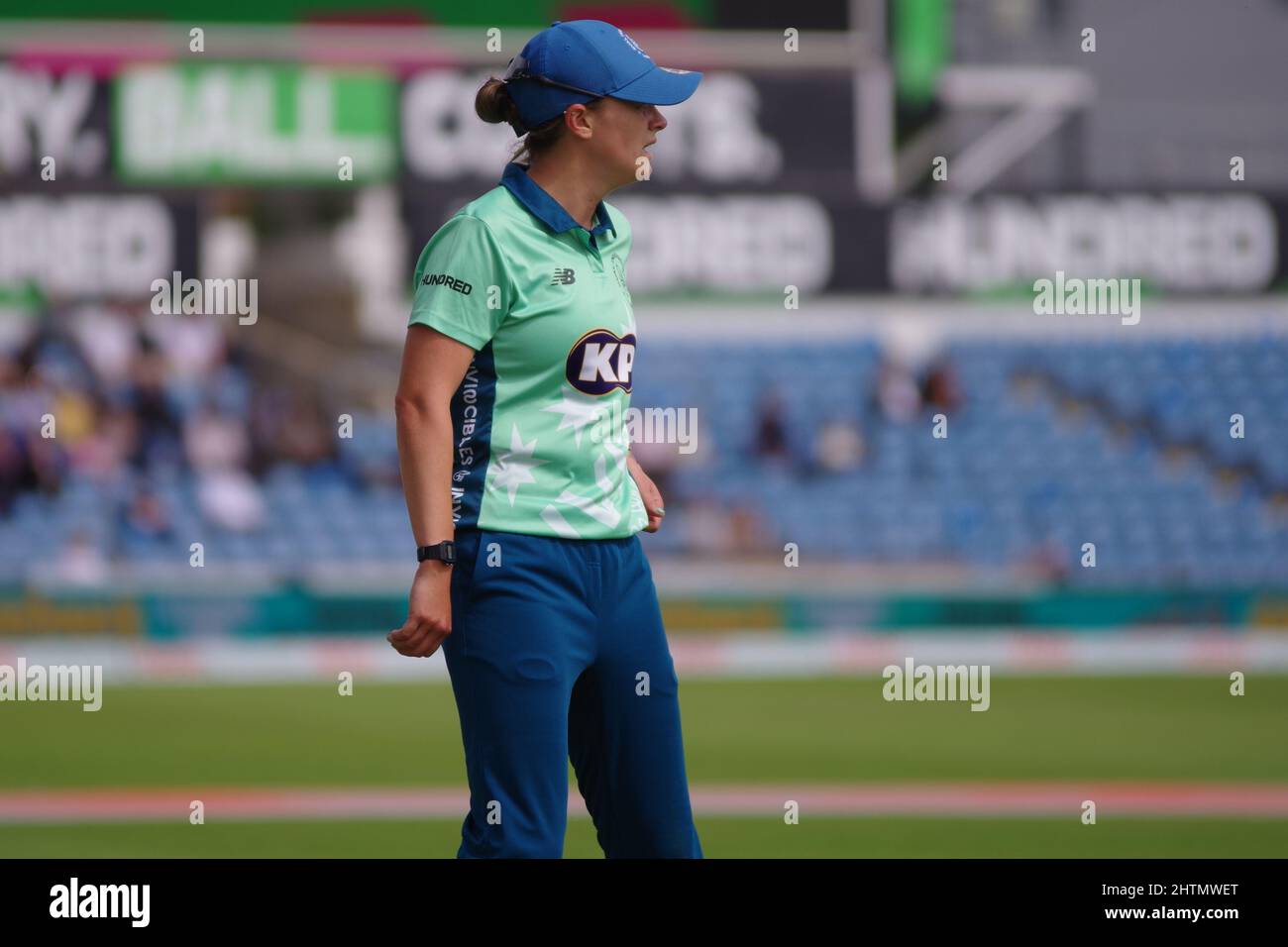 Leeds, England, 31 July 2021. Grace Gibbs playing for Oval Invincibles ...