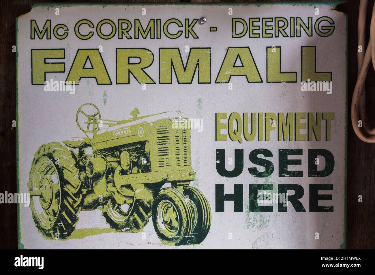Vintage McCormick Deering Farmall equipment used here metal sign Stock ...