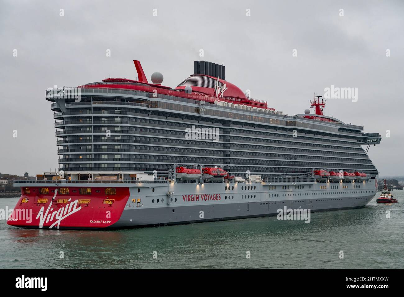 Virgin Voyages cruise ship MV Valiant Lady making her first arrival at ...