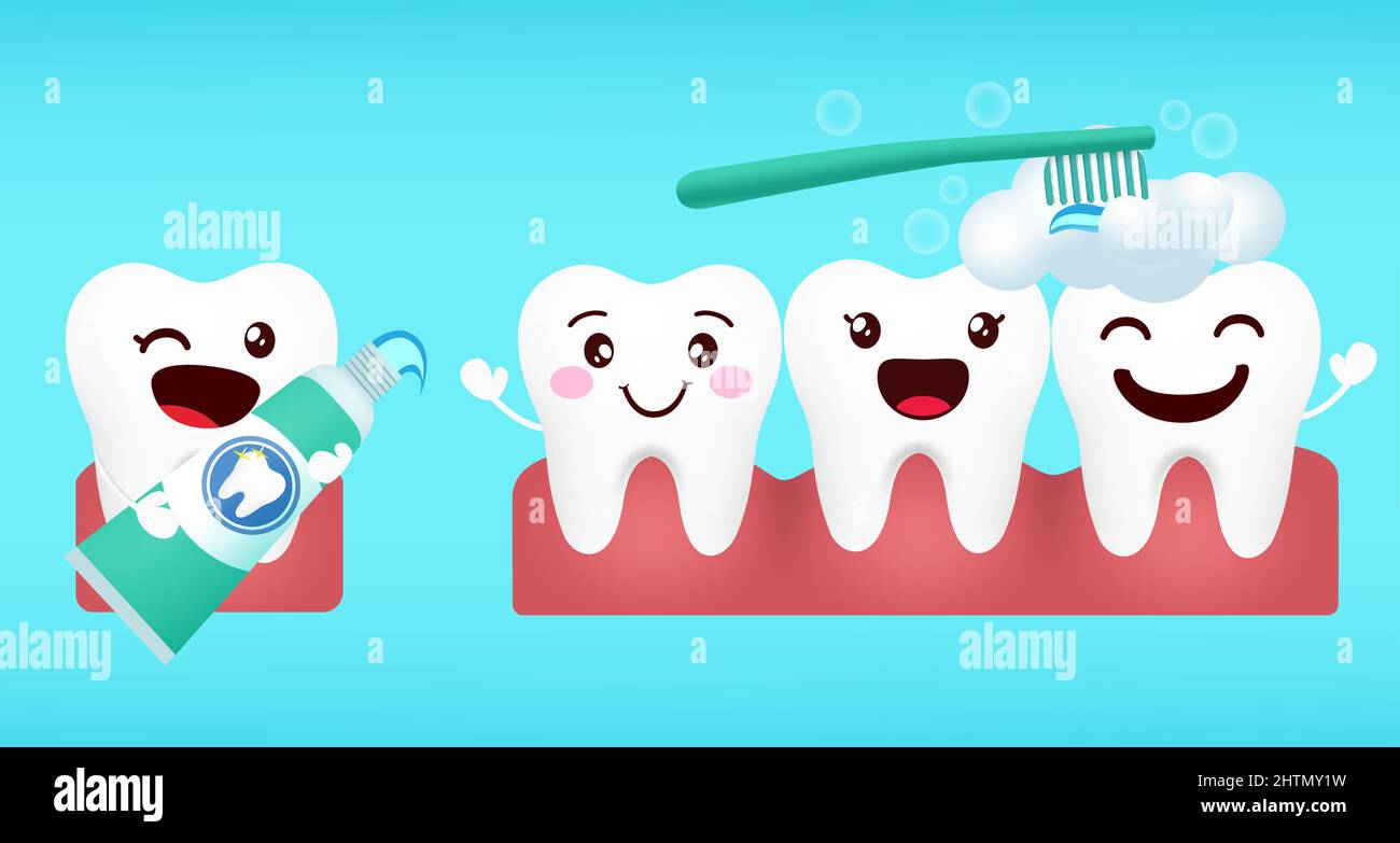 Brushing emoji teeth vector design. Healthy, white and happy tooth ...