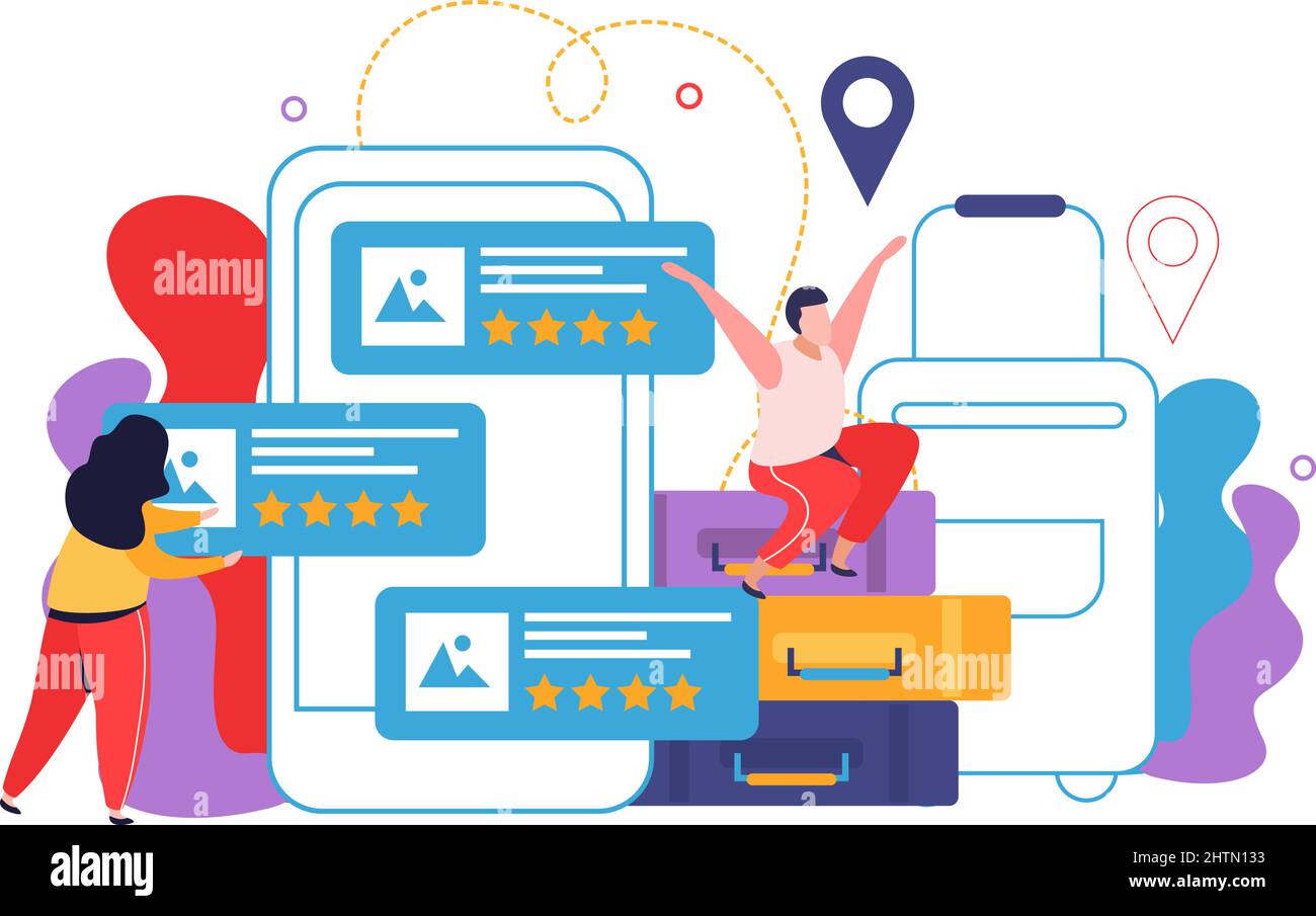 Hostel and tourists flat concept with reviews about service level of ...