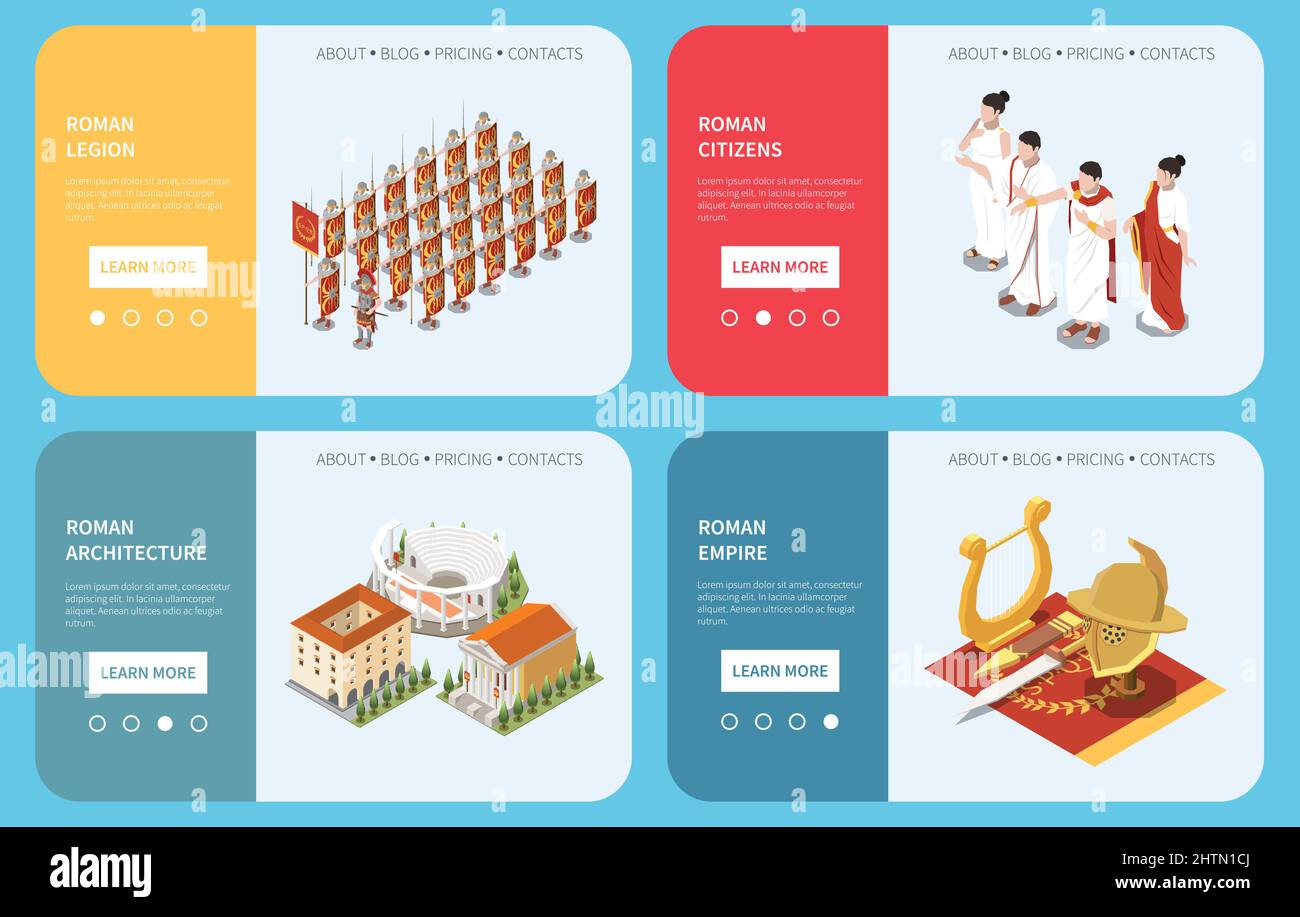 Roman empire concept set with military roman legion symbols isometric ...