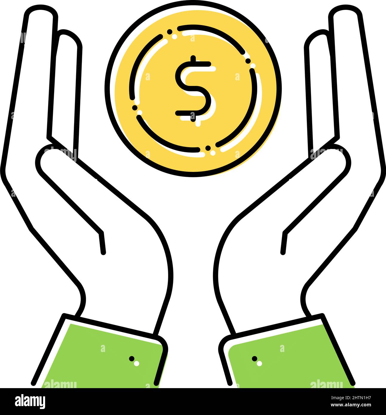 hands holding coin color icon vector illustration Stock Vector Image ...