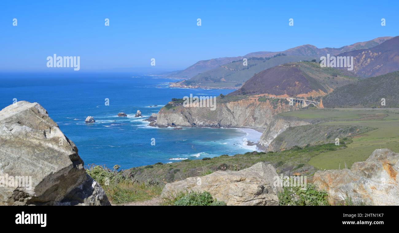 Iconic Highway 1 along the amazing Big Sur coast, Monterey county CA ...