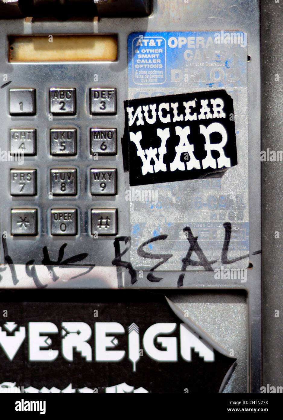 A vandalized pay phone in Santa Fe, New Mexico Stock Photo - Alamy