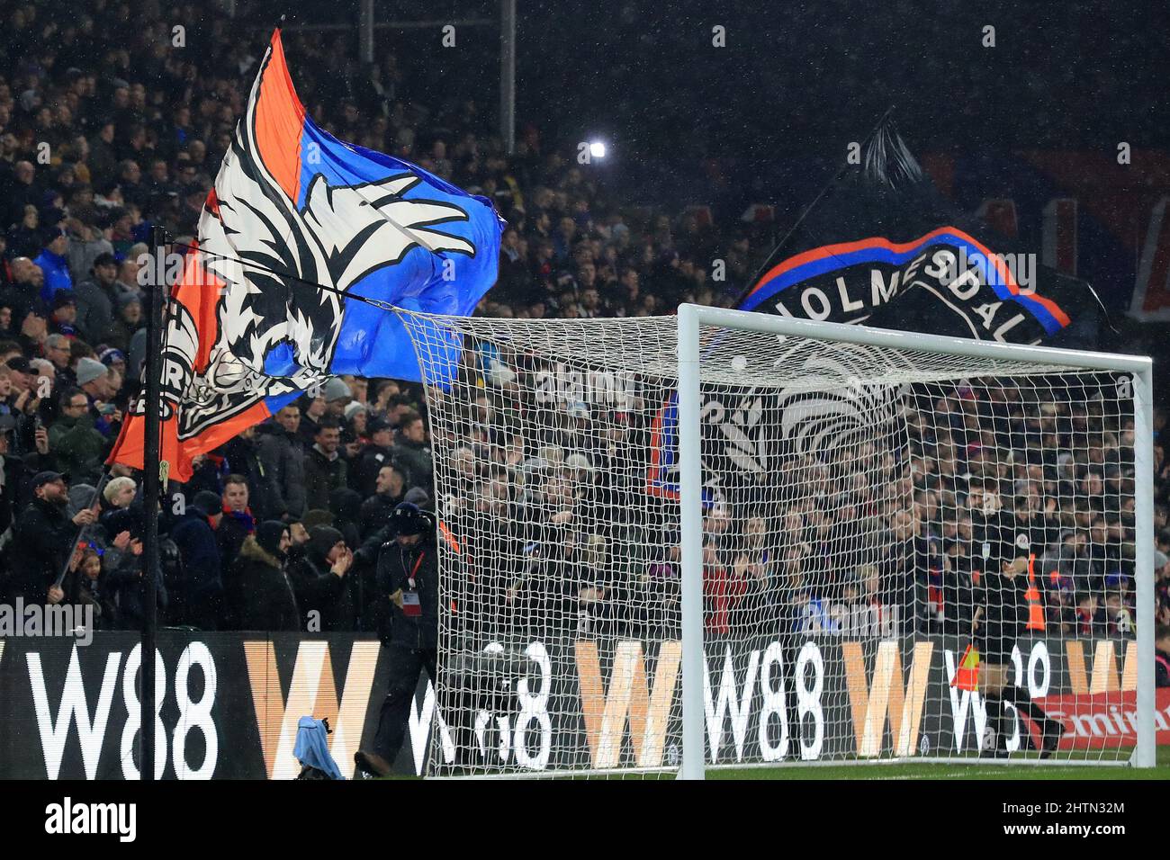 Crystal Palace fans wave flags and banners Stock Photo - Alamy