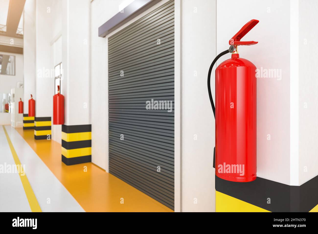 3d rendering fire extinguisher in factory Stock Photo - Alamy