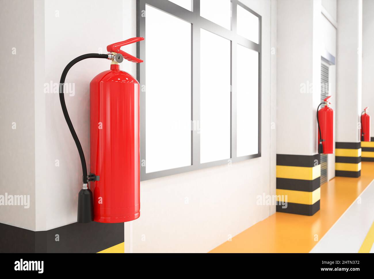 3d rendering fire extinguisher in factory Stock Photo - Alamy