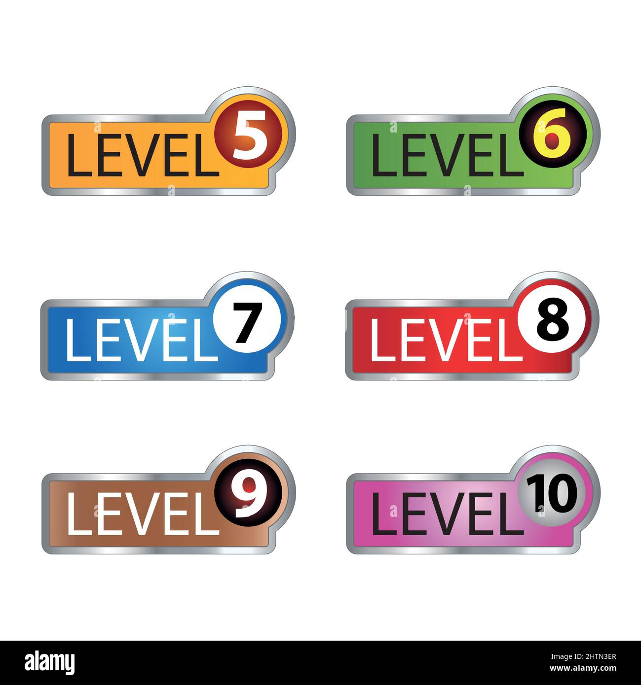 Level colorful button set. vector modern material style buttons Stock ...