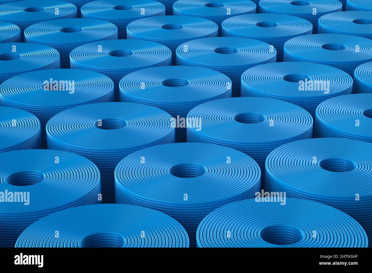 3d rendering roll of blue wire or blue cable coil Stock Photo - Alamy