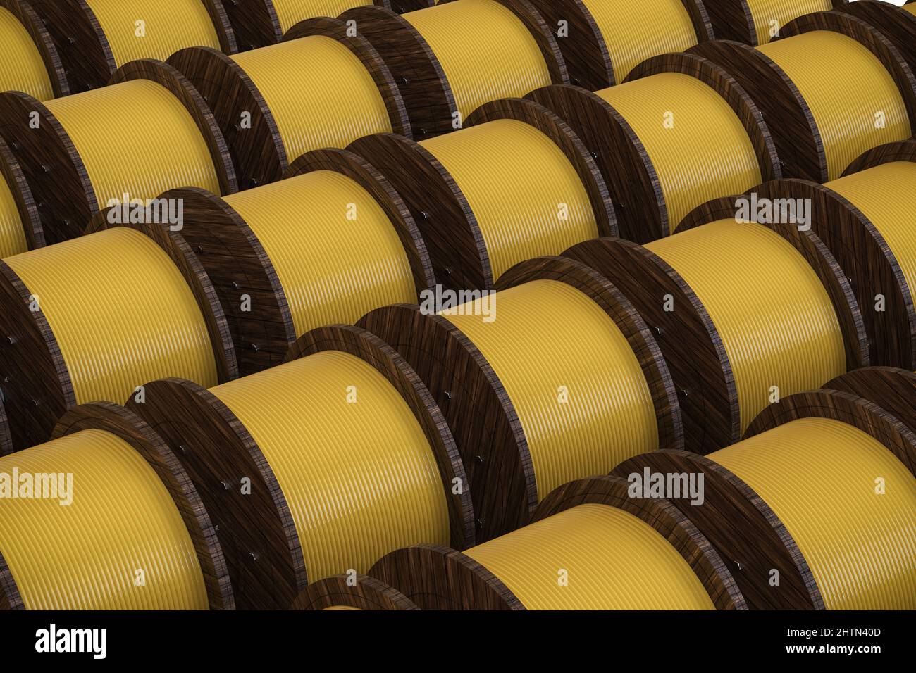 3d rendering roll of yellow wire or cable coil Stock Photo - Alamy