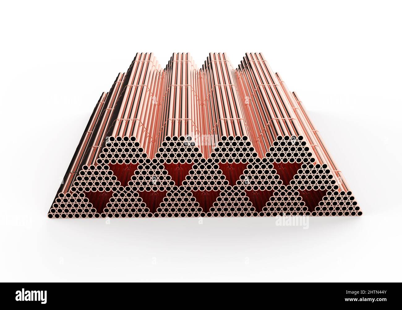 3d rendering heap of shiny copper pipes Stock Photo - Alamy