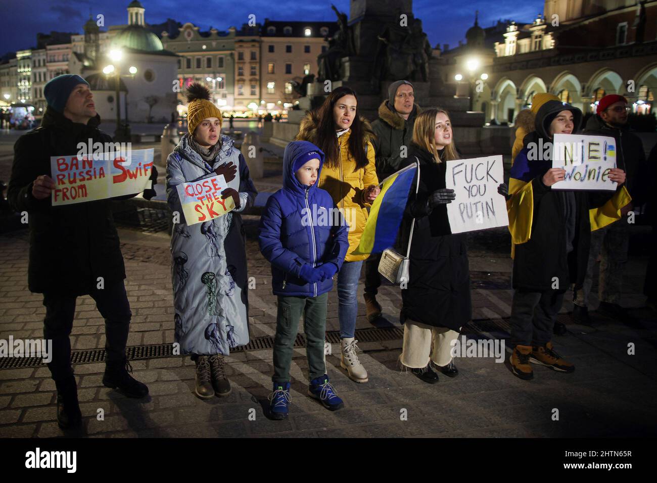Cracow, Poland. 25th Feb, 2022. (EDITORS NOTE: Image contains profanity ...
