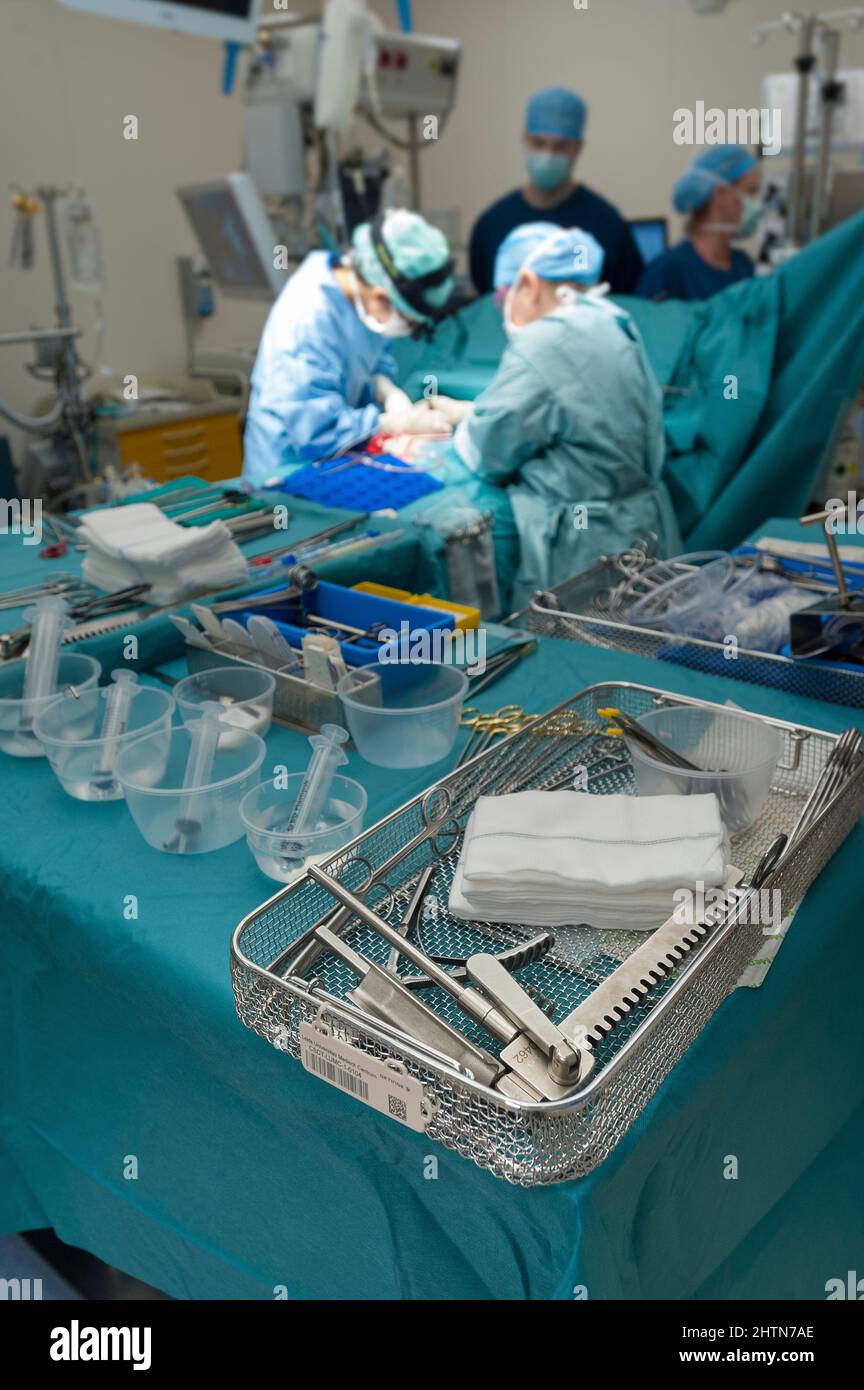 Surgical equipment ready for open heart surgery Stock Photo - Alamy