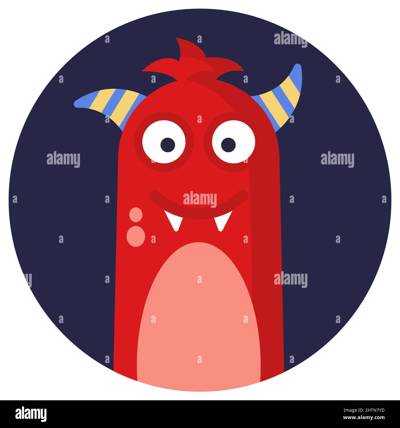 Cute funny red monster with horns and tooth Stock Vector Image & Art ...