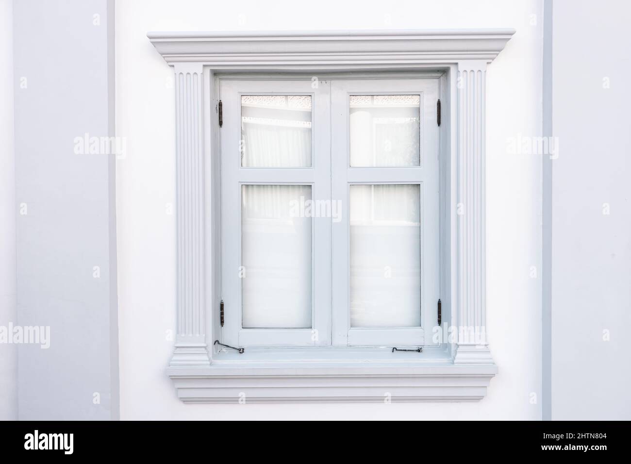 Front View of Window Vintage Styles With Exterior Decoration, Double ...
