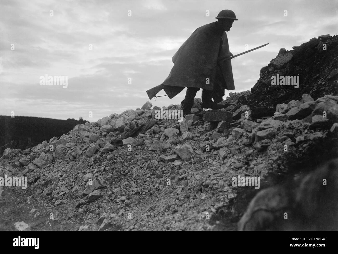 British sentry going up to his post near Beaumont Hamel during the ...
