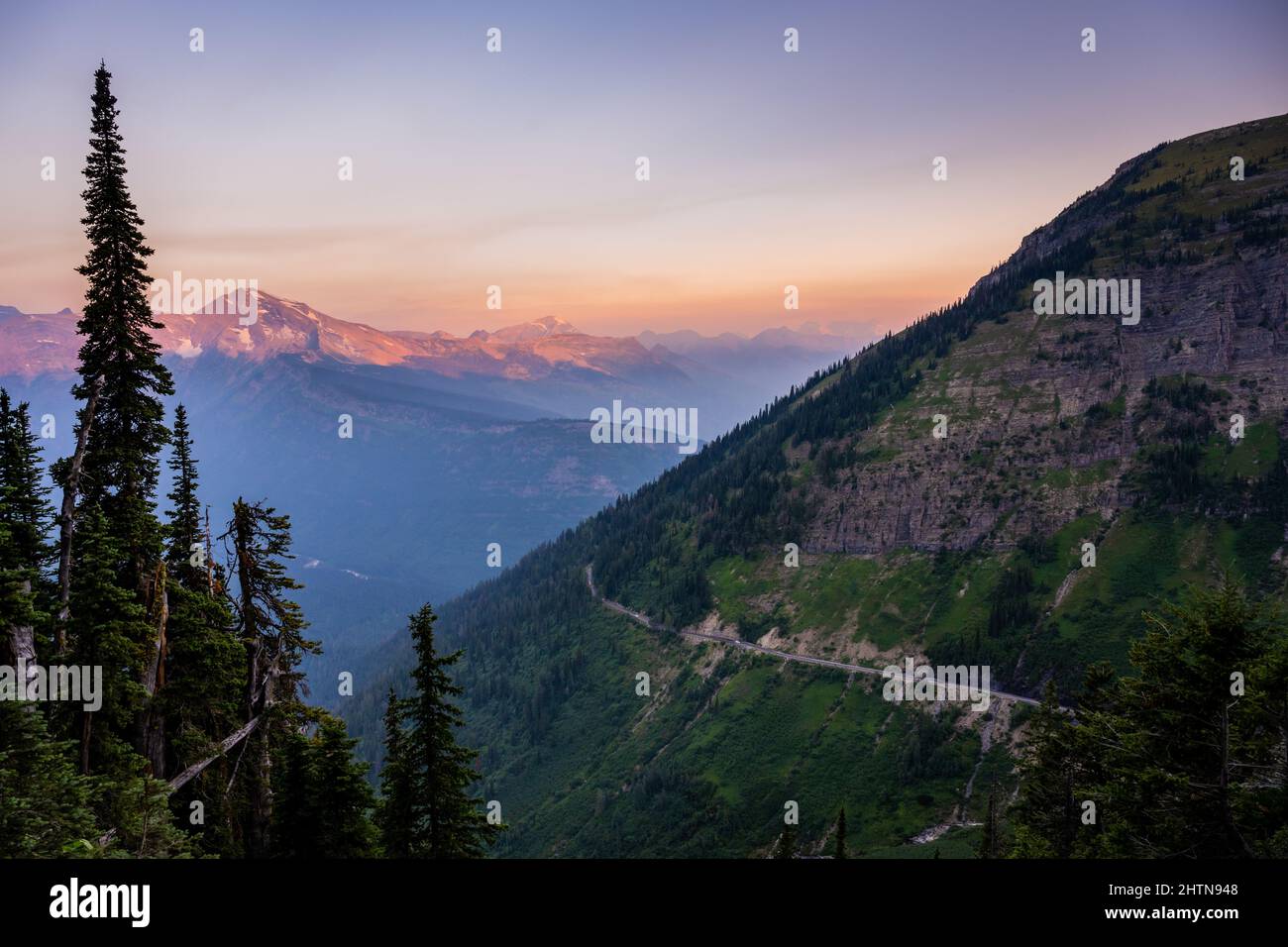 Going to the Sun Road Bends Around Mountain Slope in Montana Stock ...