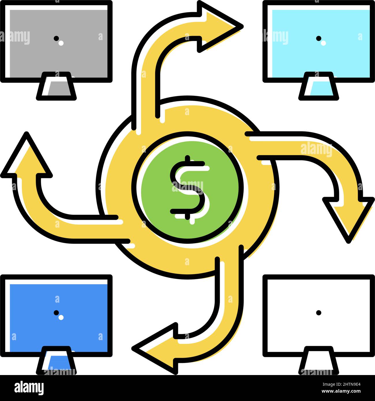 p2p finance system color icon vector illustration Stock Vector Image ...