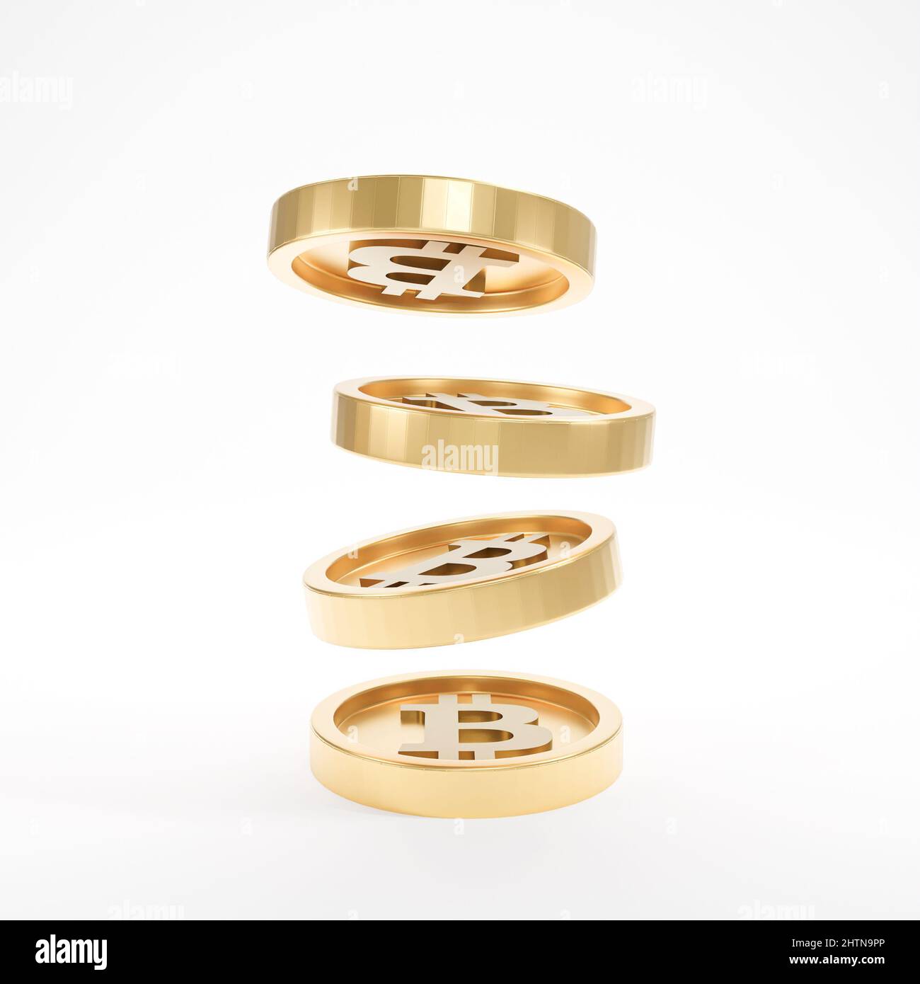 Coin bitcoin falling on a white background. 3d rendering Stock Photo ...