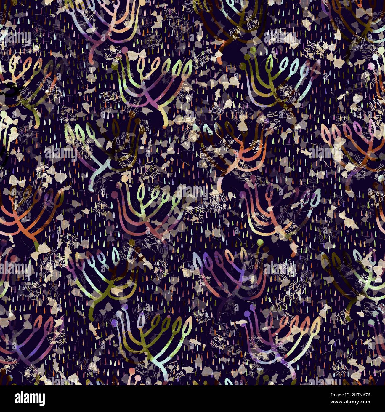 Exotic multicoloured boho floral camouflage scatter print. Seamless ...