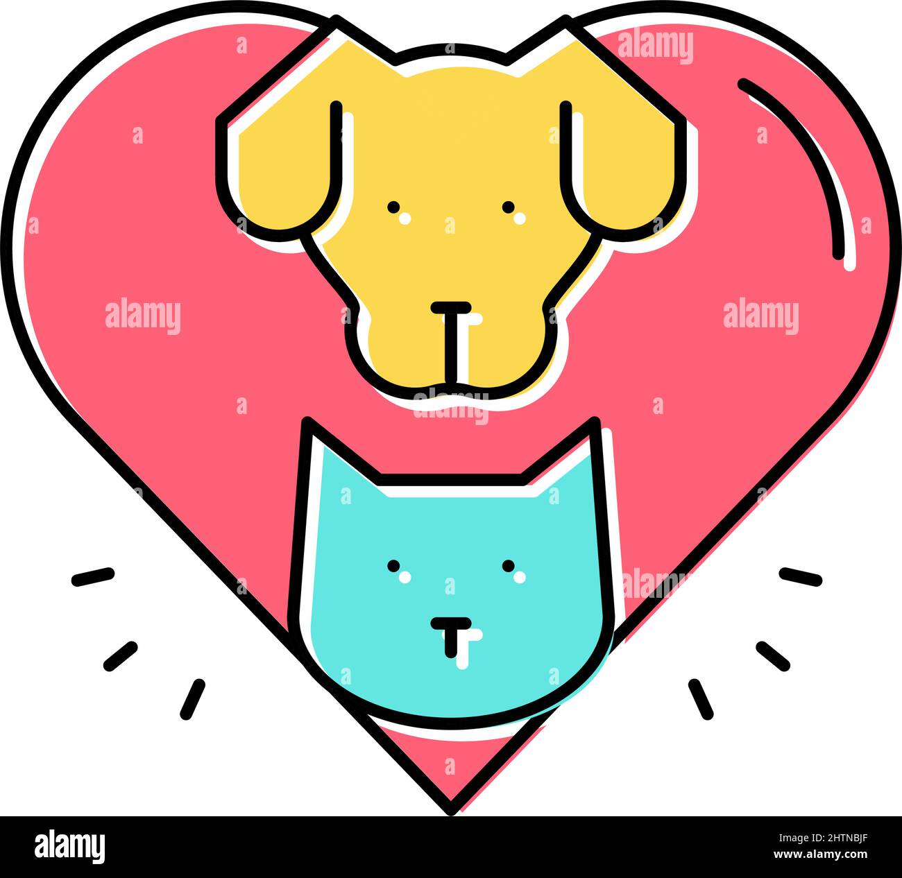 dog and cat heart color icon vector illustration Stock Vector Image ...