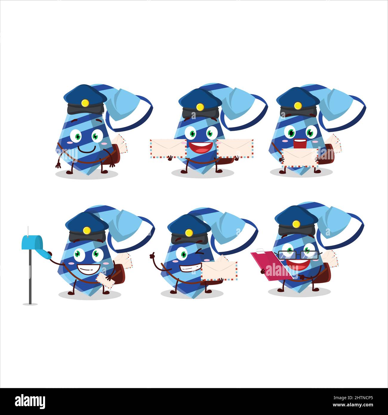 A picture of cheerful blue tie postman cartoon design concept. Vector ...