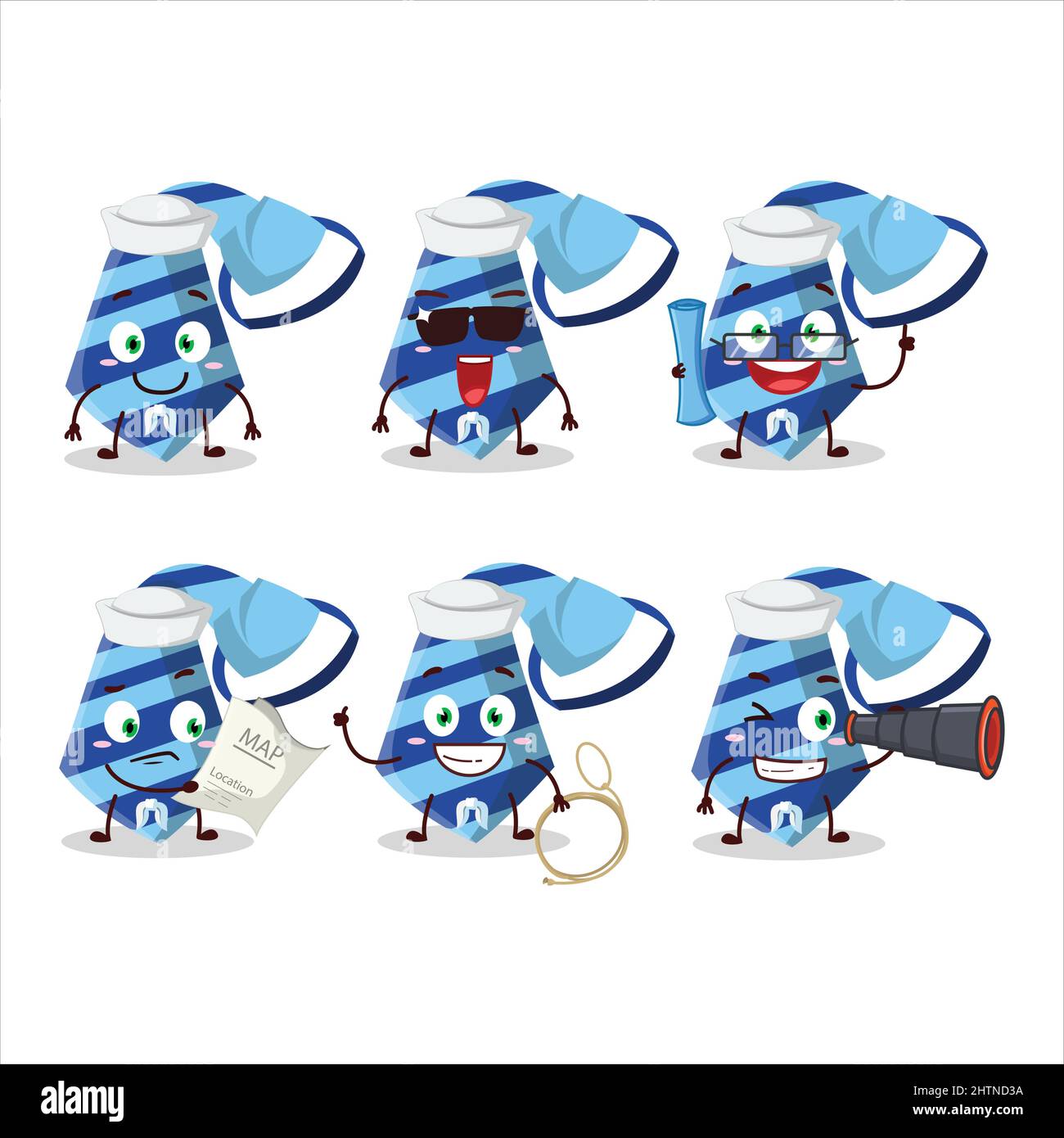 A character image design of blue tie as a ship captain with binocular ...