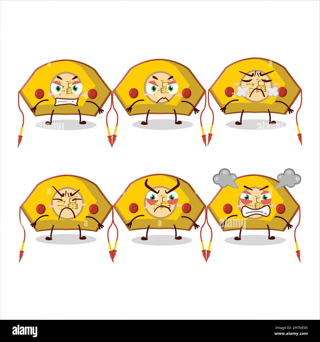 Yellow chinese woman hat cartoon character with various angry ...